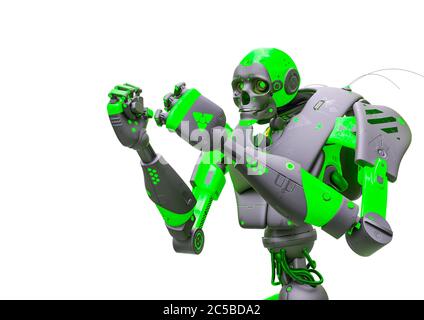 skull bot is ready for war in a white background, 3d illustration Stock ...