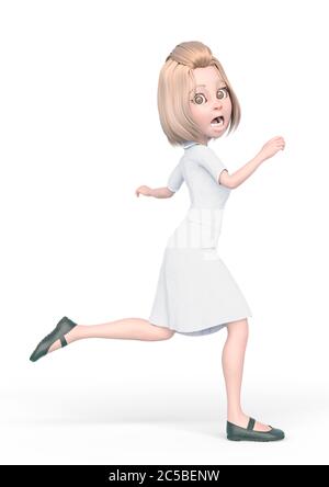blond nurse cartoon is running, 3d illustration Stock Photo - Alamy