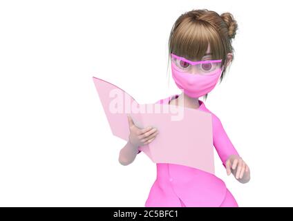 nurse cartoon is reading the chart in white background with copy space ...
