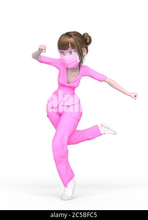 nurse cartoon is running in white background, 3d illustration Stock ...