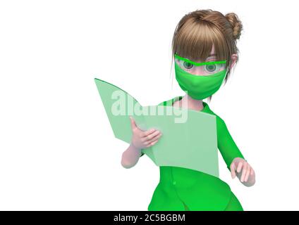nurse cartoon is reading the chart in white background with copy space ...