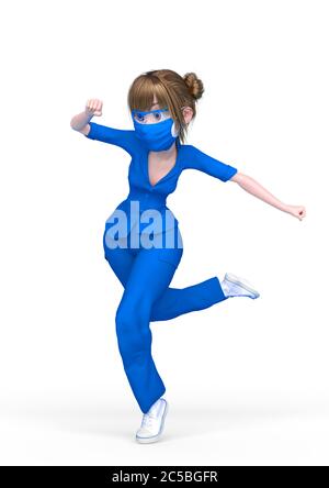 nurse cartoon is running in white background, 3d illustration Stock ...