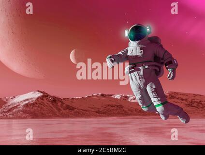 Illustration of an Astronaut Drifting in Space Stock Photo - Alamy