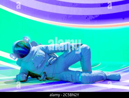 astronaut on the flor pin up pose, 3d illustration Stock Photo - Alamy