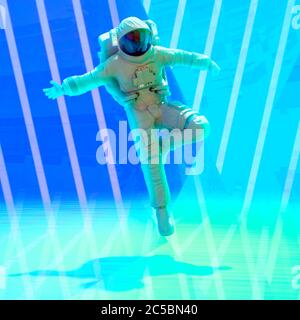 astronaut pin up landing pose, 3d illustration Stock Photo - Alamy
