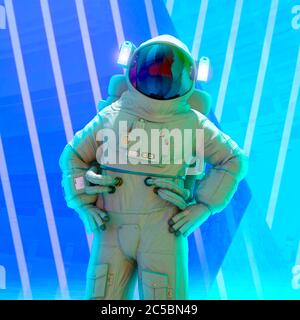 astronaut power pose pin up, 3d illustration Stock Photo - Alamy