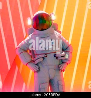 astronaut power pose pin up, 3d illustration Stock Photo - Alamy