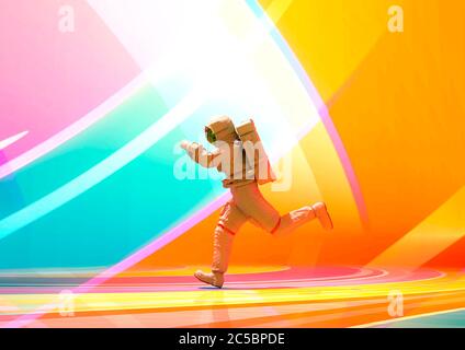 astronaut pin up running, 3d illustration Stock Photo - Alamy