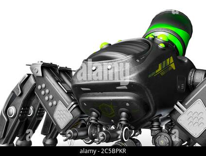 spider mech in white background walking side view, 3d illustration ...