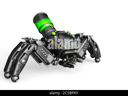 spider mech in white background walking side view, 3d illustration ...