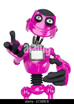 robot cartoon explaining, 3d illustration Stock Photo - Alamy