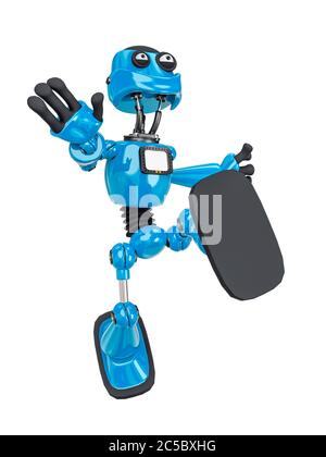 robot cartoon is jumping, 3d illustration Stock Photo - Alamy