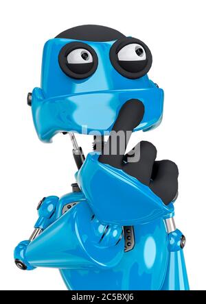 robot cartoon worried, 3d illustration Stock Photo - Alamy