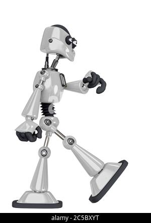 robot cartoon walking side view, 3d illustration Stock Photo - Alamy