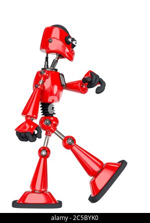 robot cartoon walking side view, 3d illustration Stock Photo - Alamy