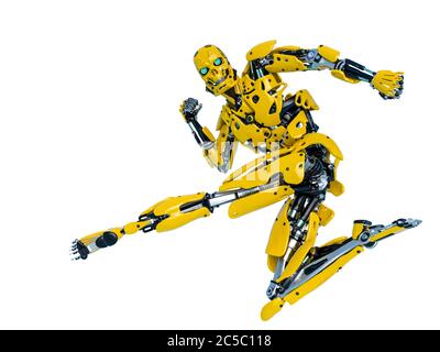 android mega jump, 3d illustration Stock Photo - Alamy