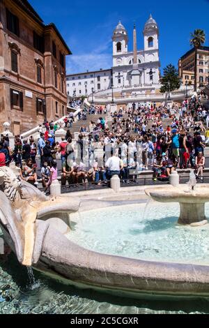 Crowded Spanish Steps at Piazza di Spagna in Rome Italy Europe during ...