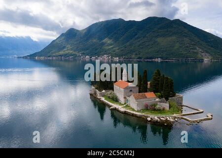 Aerial view of Saint George Island near Perast Montenegro Stock Photo ...