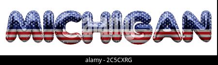 3d rendering of a Michigan State flag silk Stock Photo - Alamy