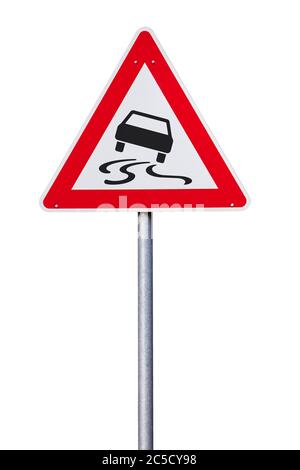 slippery roadsign road sign signs roadsigns coefficient of friction ...