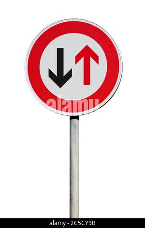Give Way To Traffic From Opposite Direction Road Sign, Large Detailed ...