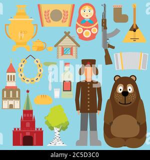 Set of Russia-themed design elements Stock Vector Image & Art - Alamy