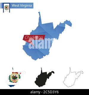 Colorful West Virginia political map with clearly labeled, separated ...