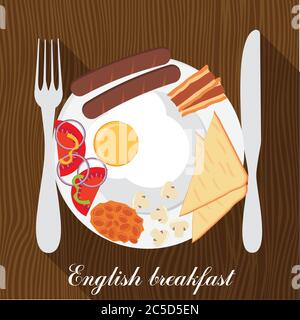 illustration of a typical full english breakfast Stock Vector Image ...