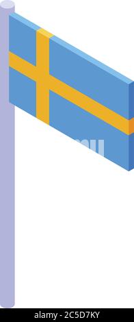 Sweden flag - 3D isometric circle isolated on white background. Vector object Stock Vector Image ...