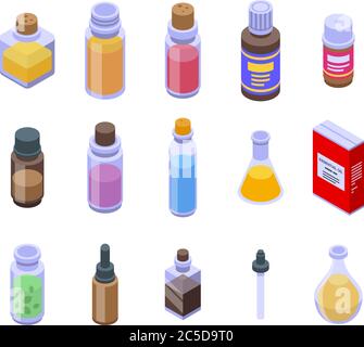 Essential oils icons set. Isometric set of essential oils vector icons for web design isolated ...