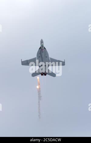F A 18 Hornet Jet Fighter Firing a Flare Stock Photo - Alamy