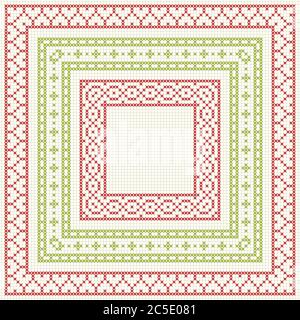 Geometric embroidery borders and frames set composed of patterns of ...