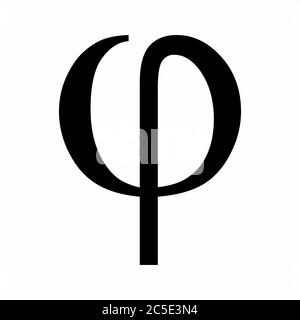 Phi greek letter icon, Phi symbol black isolated vector illustration ...