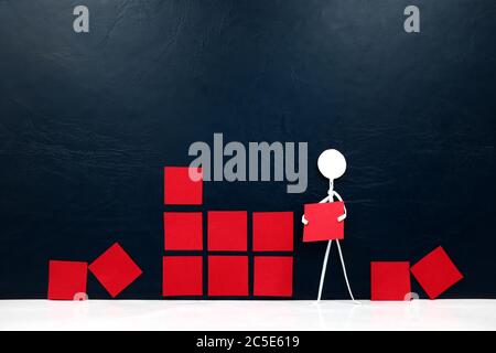 Ladder to success concept. Human stick figure taking first step on a ...