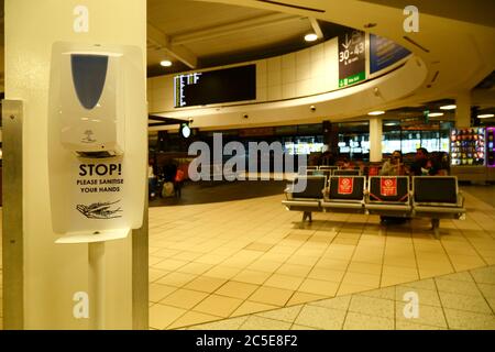 Luton Airport terminal interior UK; WH Smith shop in departures, the ...