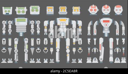 Robot design attributes,body parts and other details of vector image ...