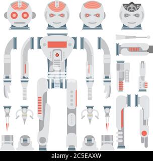 Robot design attributes,body parts and other details of vector image ...