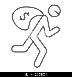 Robber linear icon. Thief. Thin line illustration. Housebreaker ...