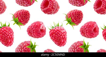 Raspberry seamless pattern isolated on blue background Stock Photo - Alamy