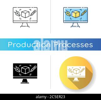 Computer-aided manufacturing linear icon concept. Computer-aided ...