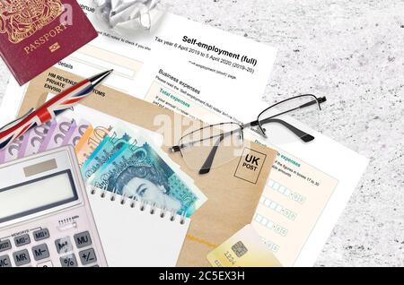 English Tax form sa103 Self-employment from HM revenue and customs lies ...