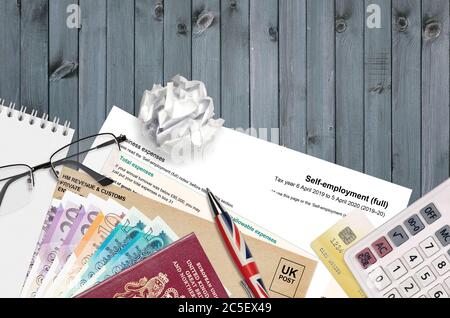 English Tax form sa103 Self-employment from HM revenue and customs lies ...