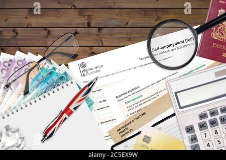 English Tax form sa103 Self-employment from HM revenue and customs lies ...