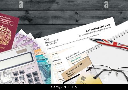 English Tax form sa103 Self-employment from HM revenue and customs lies ...