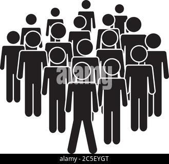 pictogram people standing icon over white background, line style ...