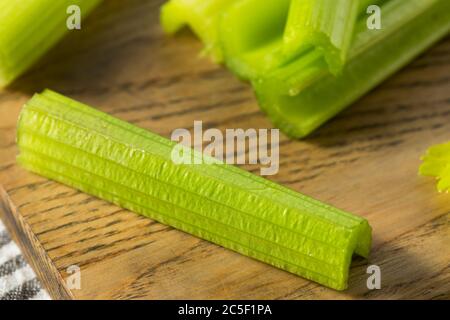 Organic Green Cut Celery Sticks Ready to Eat Stock Photo - Alamy