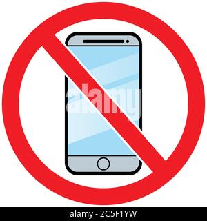 Mobile forbidden icon, no use phone sign, ban smartphone label vector ...