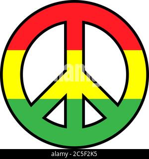 Jamaica Peace And Love Antiwar Isolated Icon Reggae Pacifism Symbol ...