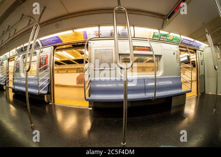 An empty subway station on a Friday night at Boston, Massachusetts, 13 ...