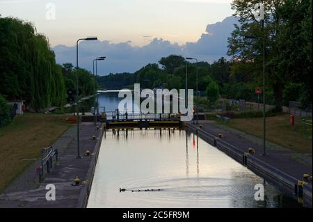 Sunset at Limmer Schleuse by Continental Limmer Stock Photo - Alamy